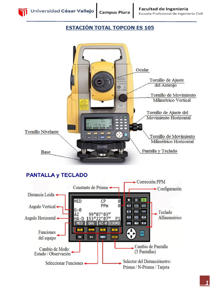 Manual Estación Total Topcon Es 105 | PDF