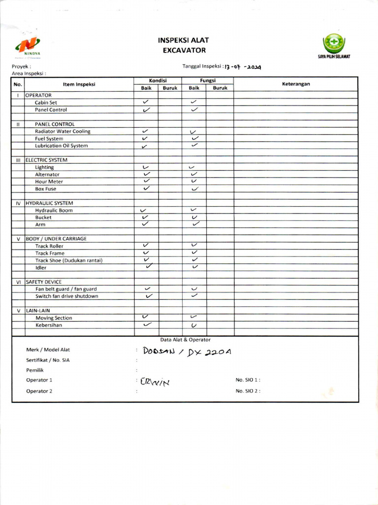 Excavator Doosan 13-07-2024 | PDF