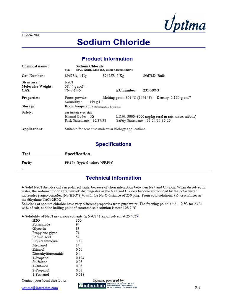 NaCl Solubility | PDF