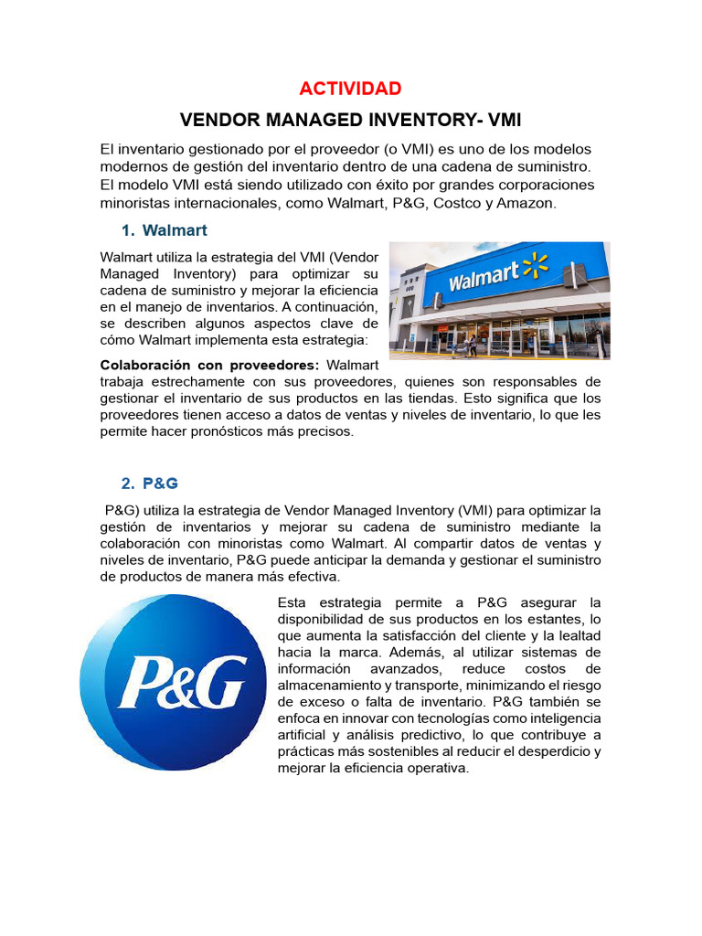 ACTIVIDA Just in Time y VMI | PDF