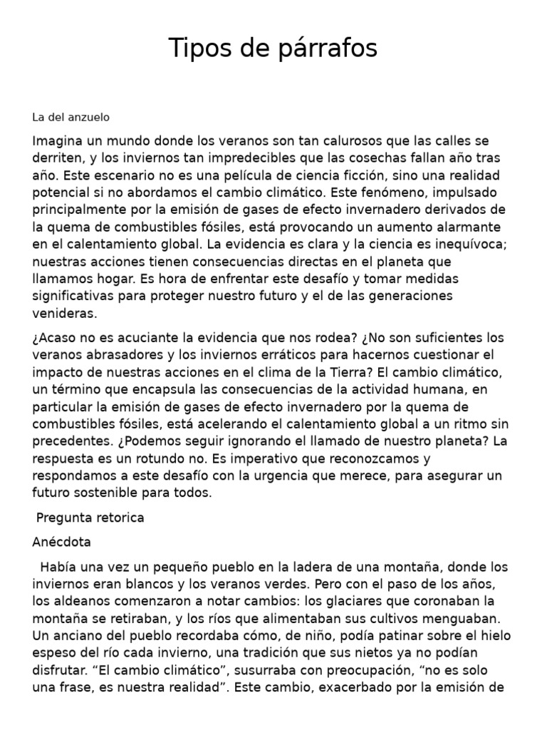 Tipos de Párrafos . | PDF