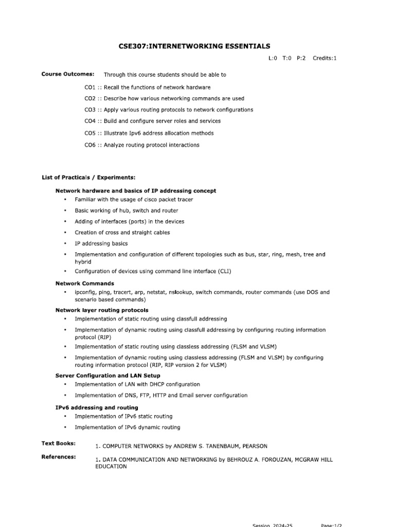 Cse307 Internetworking Essentials | PDF