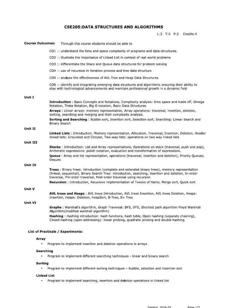 Cse205 Data Structures and Algorithms | PDF