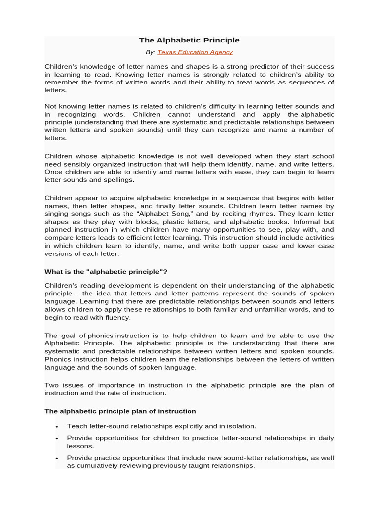 Alphabetic Principle | PDF | Phonics | Alphabet