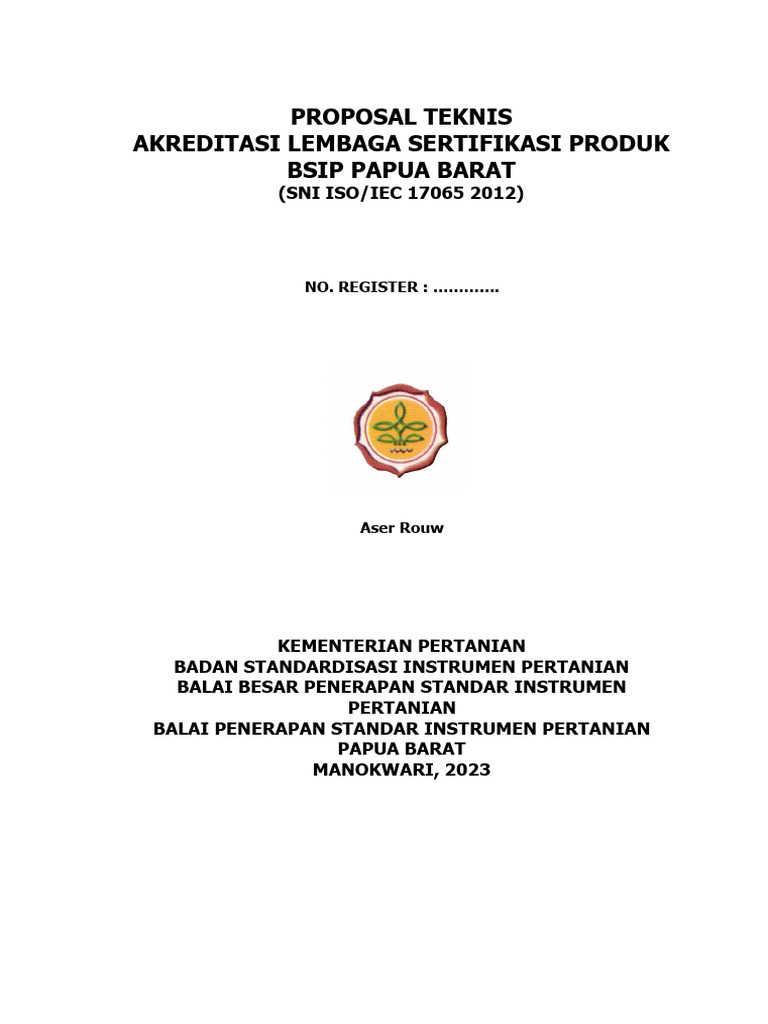 Proposal Akreditasi Lspro Bsip Papua Barat THN 2023 - Removed | PDF