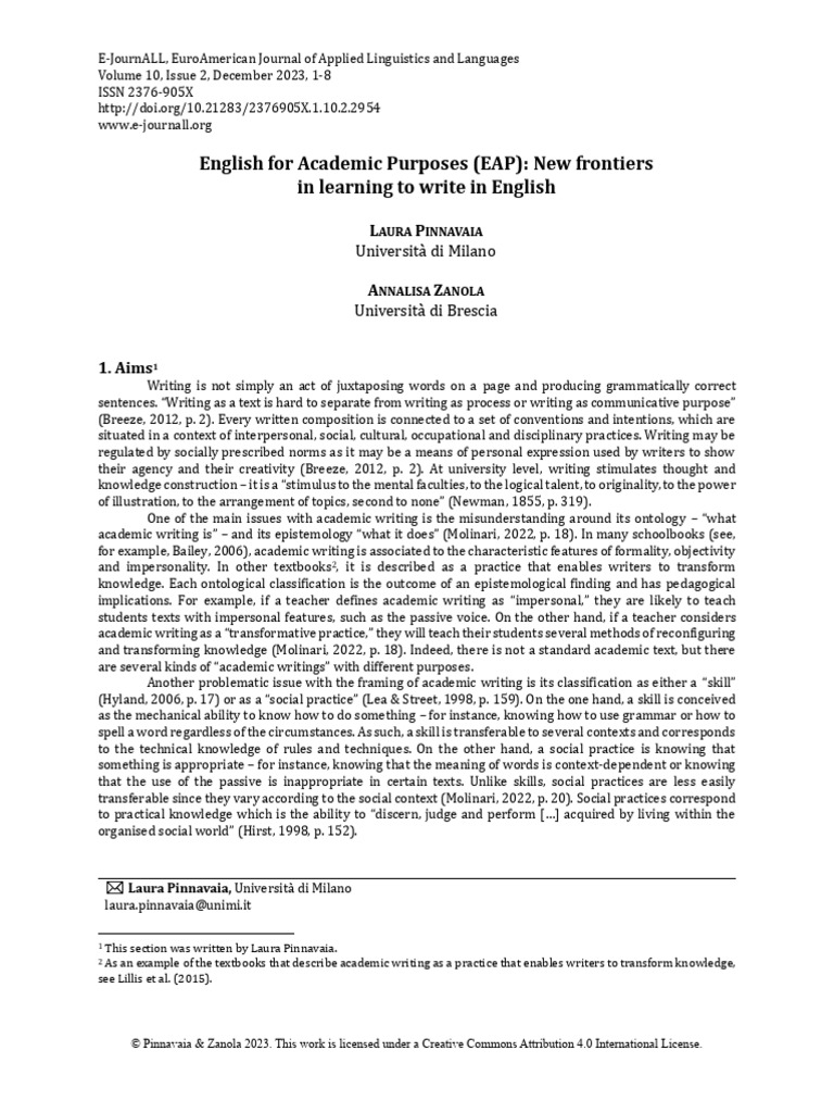 English For Academic Purposes (EAP) : New Frontiers in Learning To ...