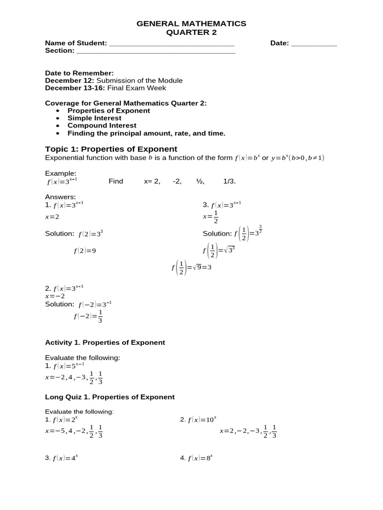 Gen Math Module STEM | PDF