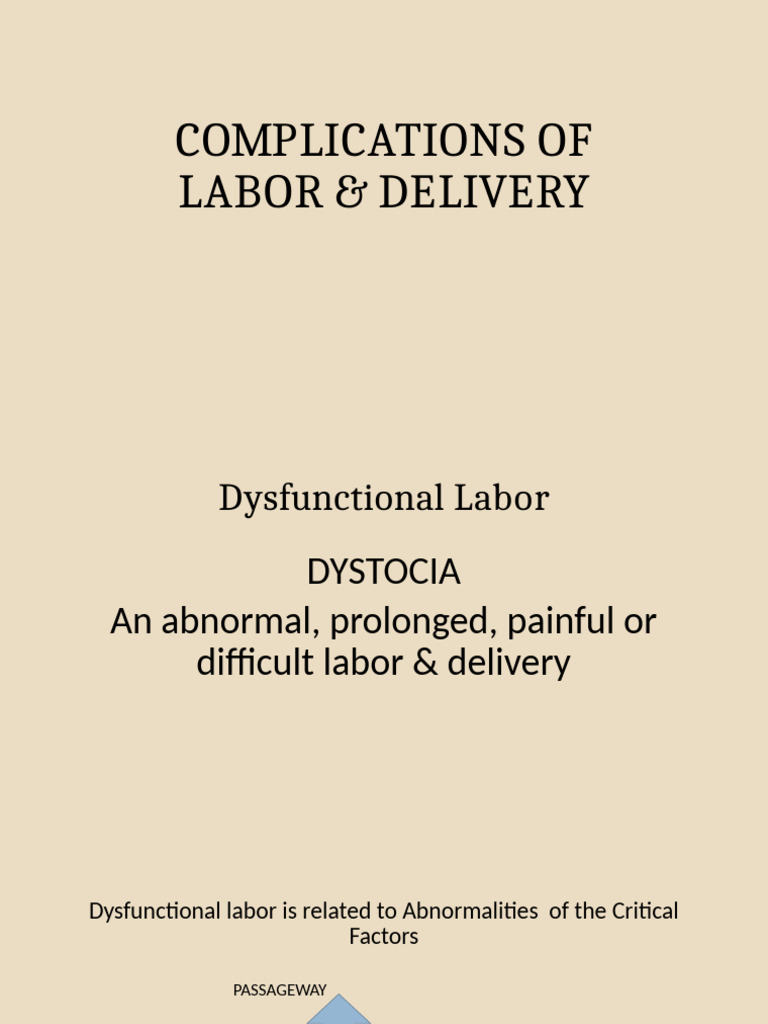 Complications of Labor Delivery | PDF