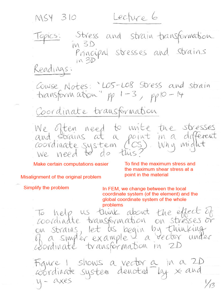 L06 3D Stress and Strain Transformation - Annotated | PDF