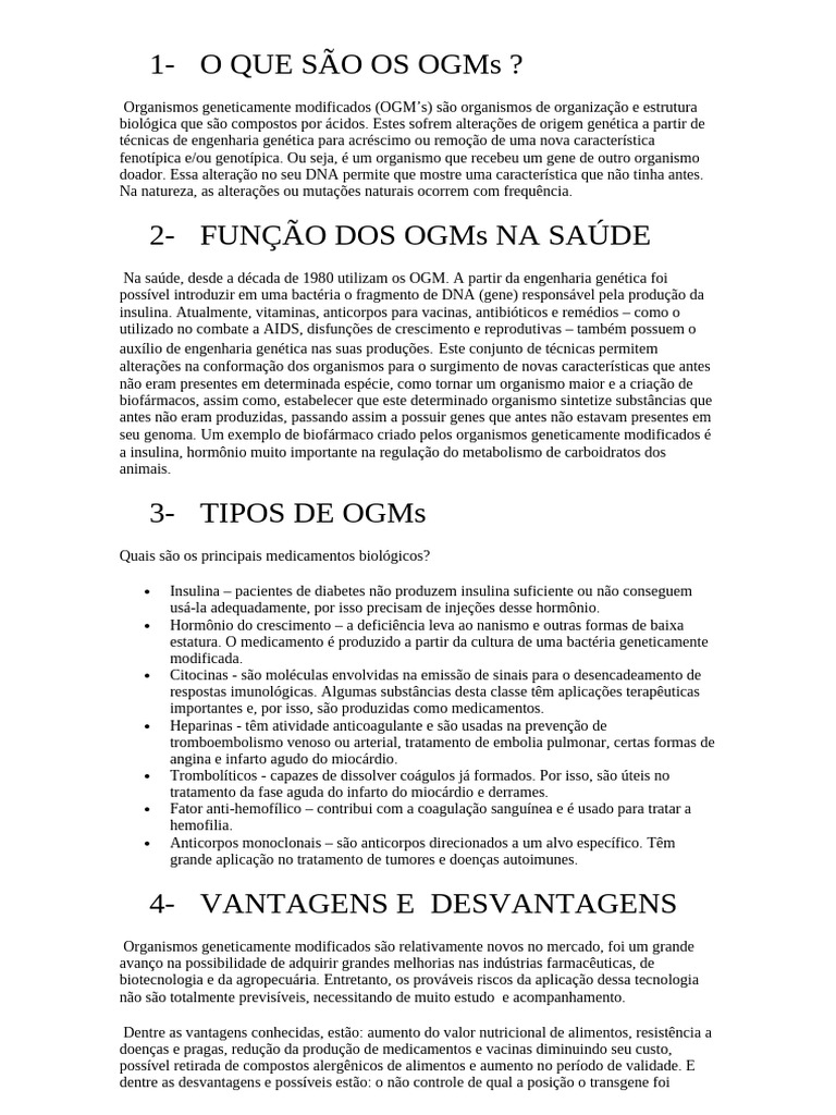 O QUE SÃO OS OGMs | PDF