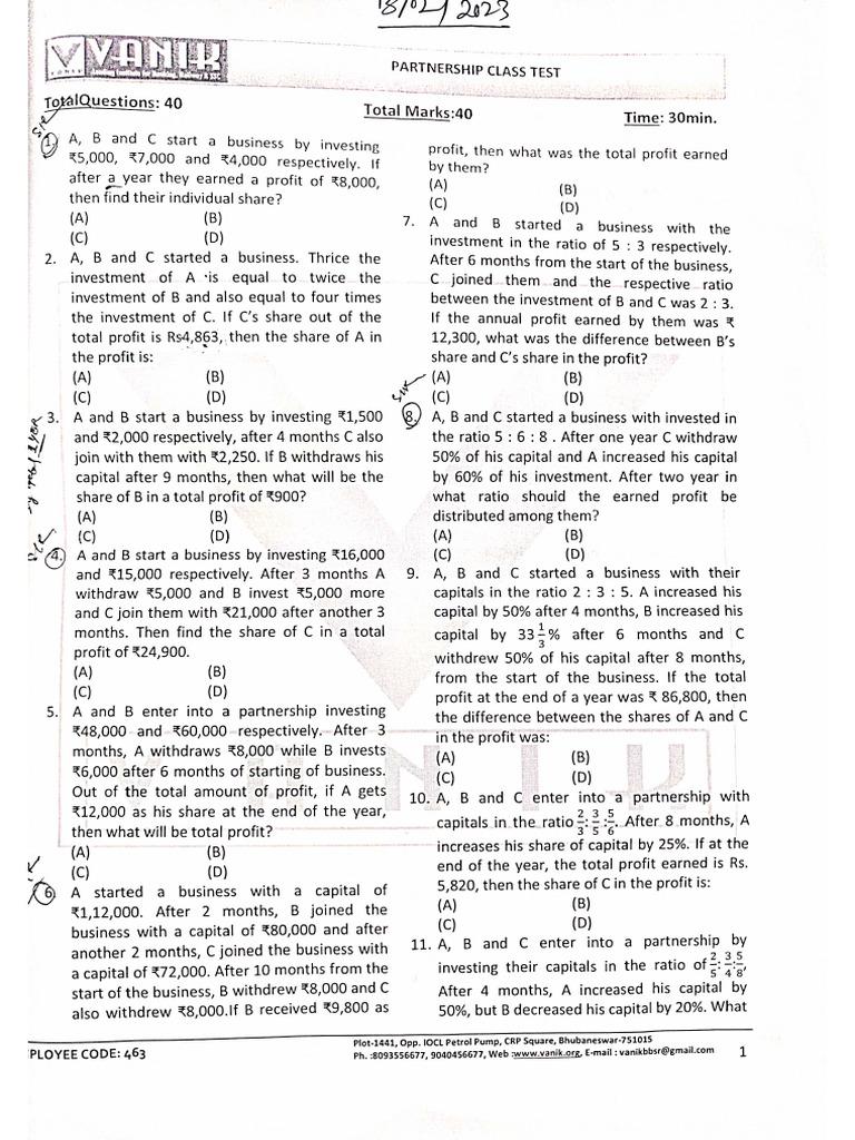 Partnership Questions | PDF