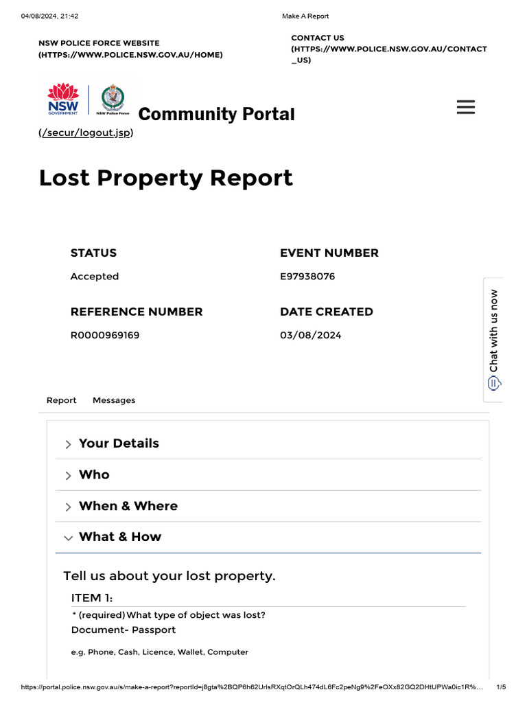 Lost Report Missing Report | PDF