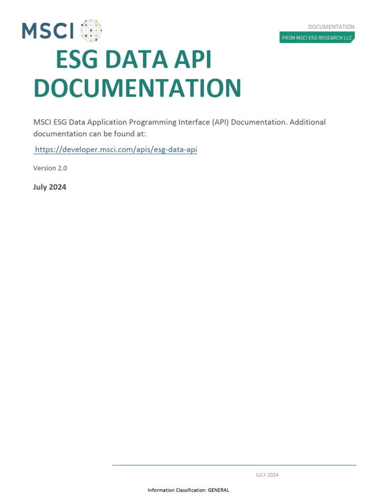 ESG Data API V2 Documentation - July2024 | PDF