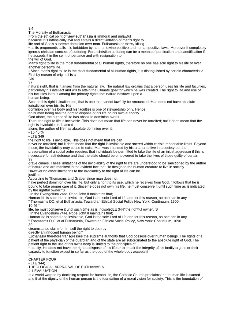 The Morality of Euthanasia | PDF