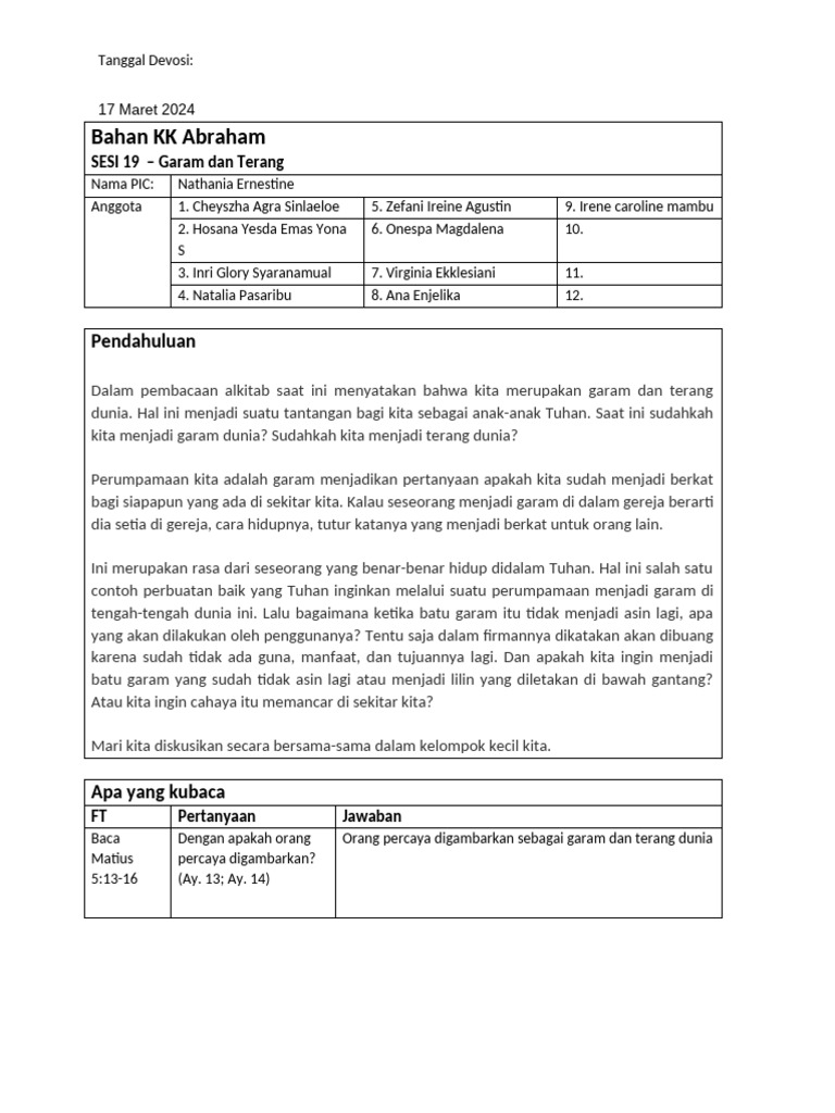 A19 - Garam - Dan - Terang GK 17 | PDF