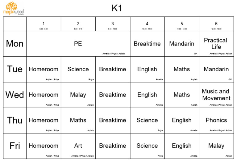 K1 Timetable 2023 | PDF