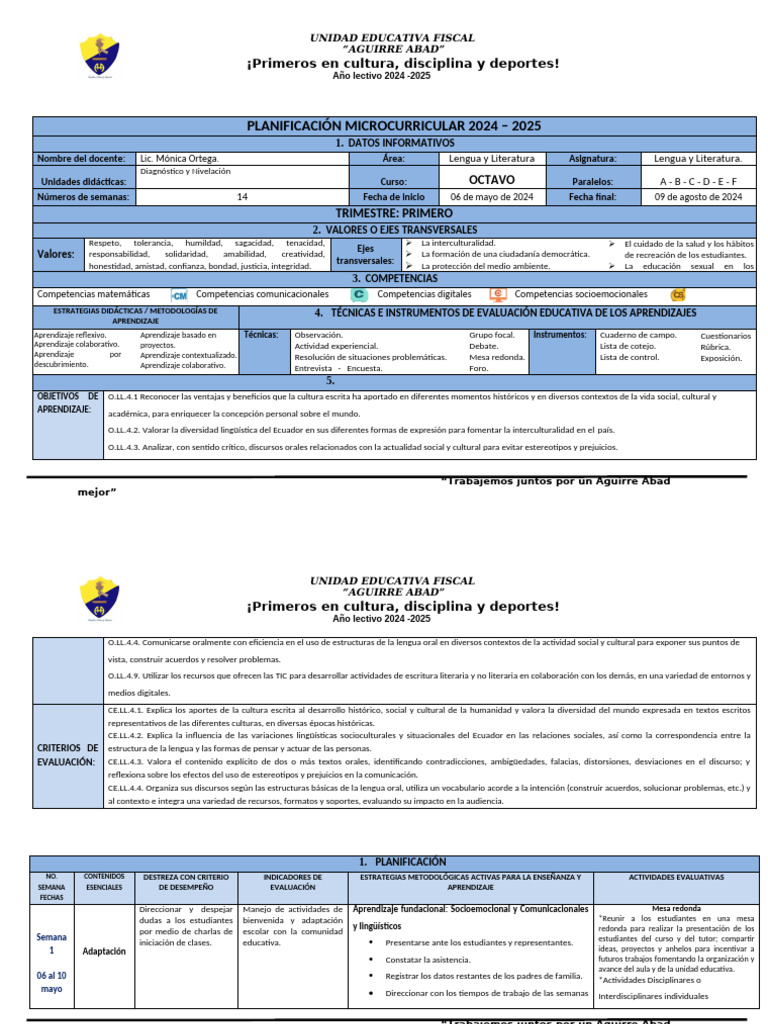 Planificacion Microcurricular Pdf