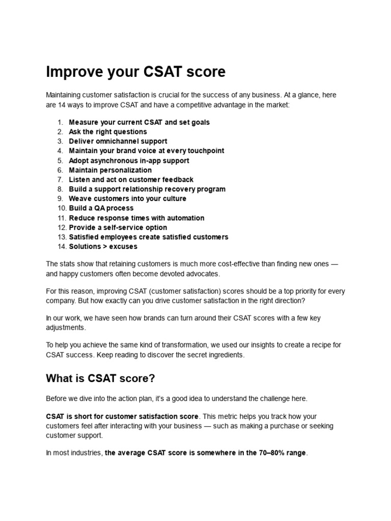 CSAT Impovement Tips | PDF