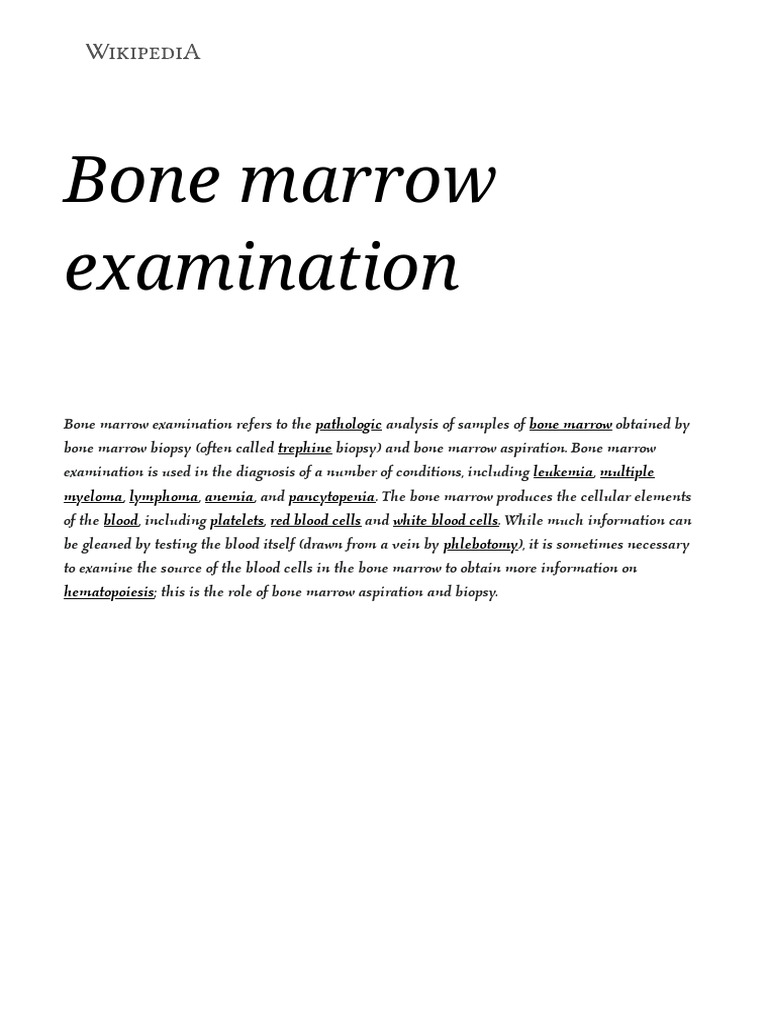Bone Marrow Examination - Wikipedia | PDF