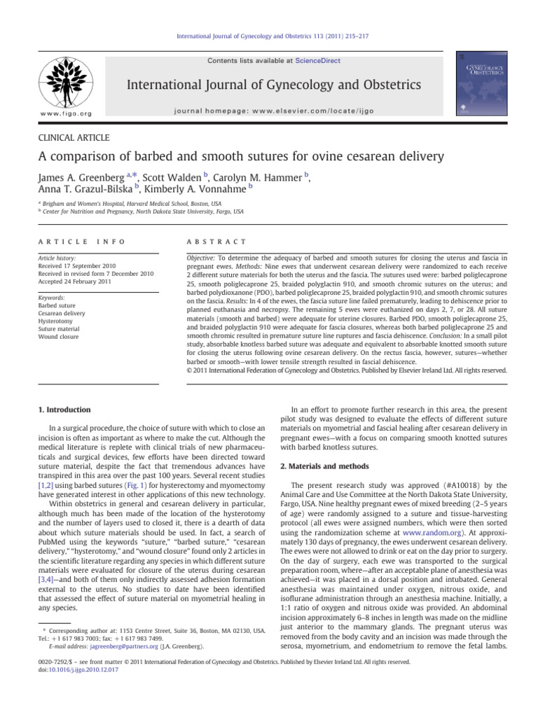 BarbedSutureinEwes IJGO 2011 | PDF
