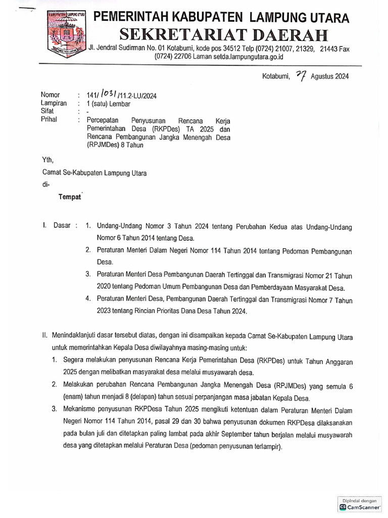 Percepatan Penyusunan Rencana Kerja Pemerintahan Desa TA 2025 Dan ...
