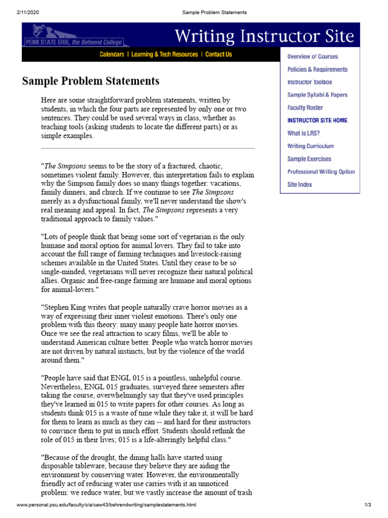 Sample Problem Statements | PDF