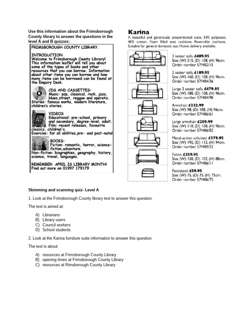 Skimming and Scanning Exercise | PDF | Phobia | Fear