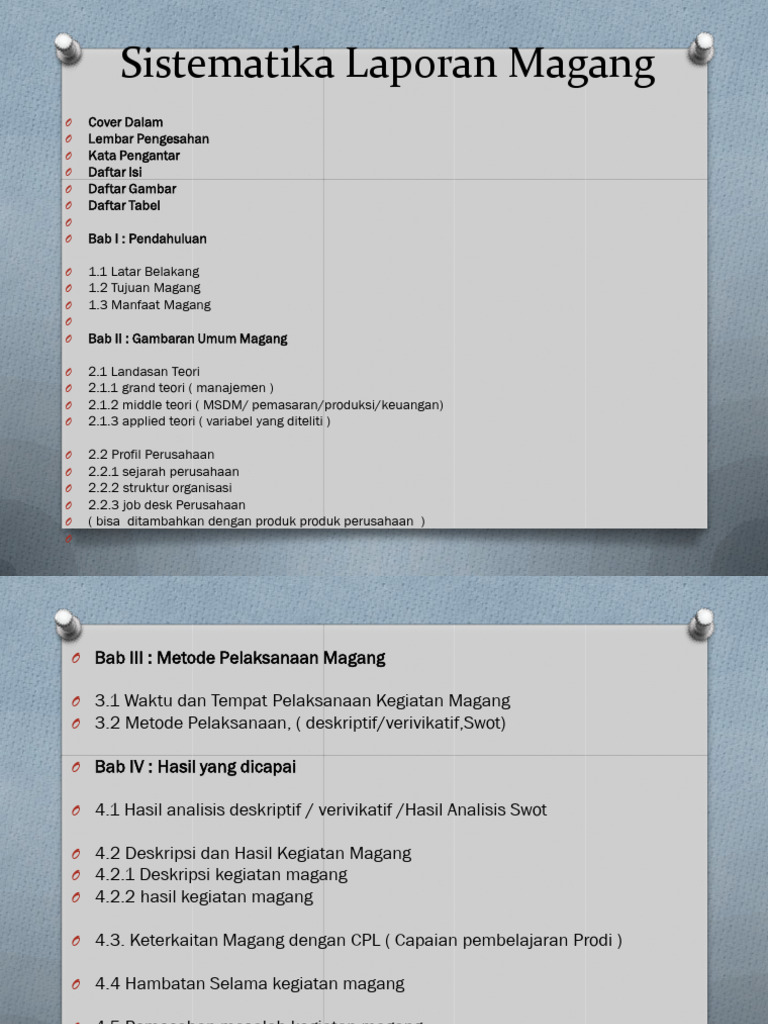 Sistematika Penulisan Laporan Akhir Magang | PDF