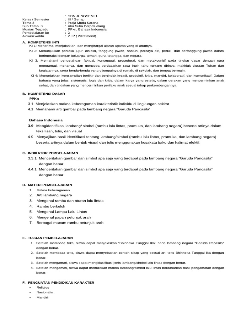 RPP Kelas 3 Tematik | PDF