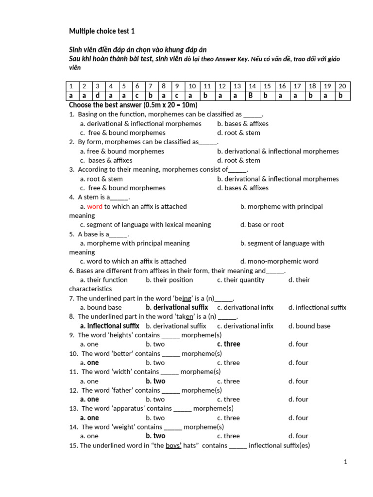 Morpho Test 1 | PDF