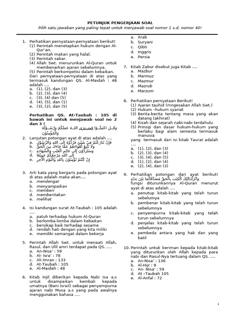 Soal Pas Pai Kelas Xi BP | PDF