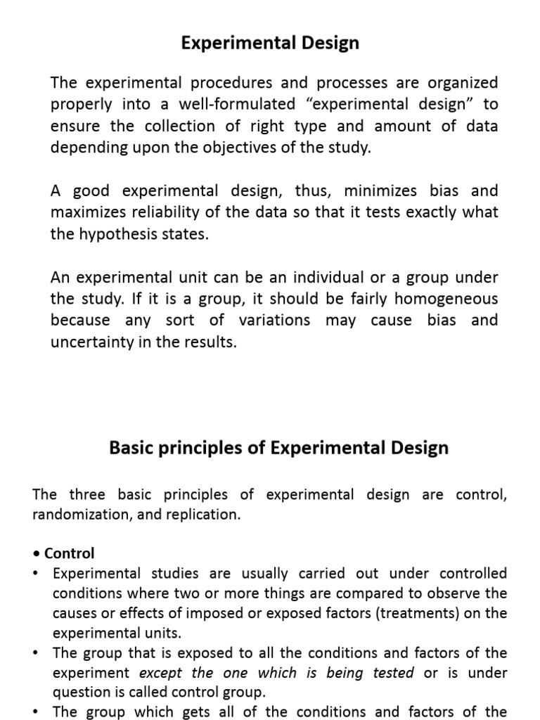 Principles of Experimental Design | PDF | Sampling (Statistics ...
