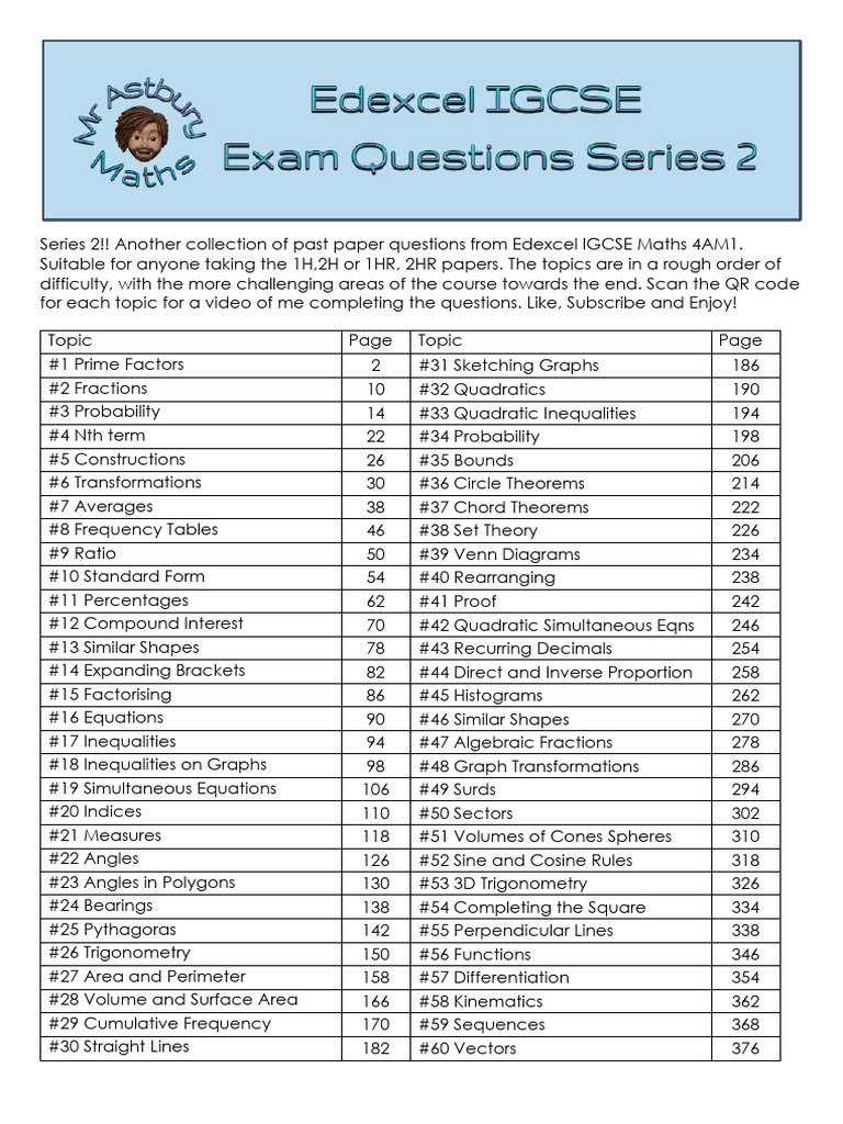 Series 2 Edexcel Igcse Exam Questions Math Pdf