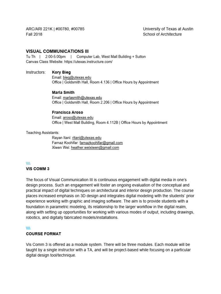 VIS COMM3 2018 Syllabus | PDF