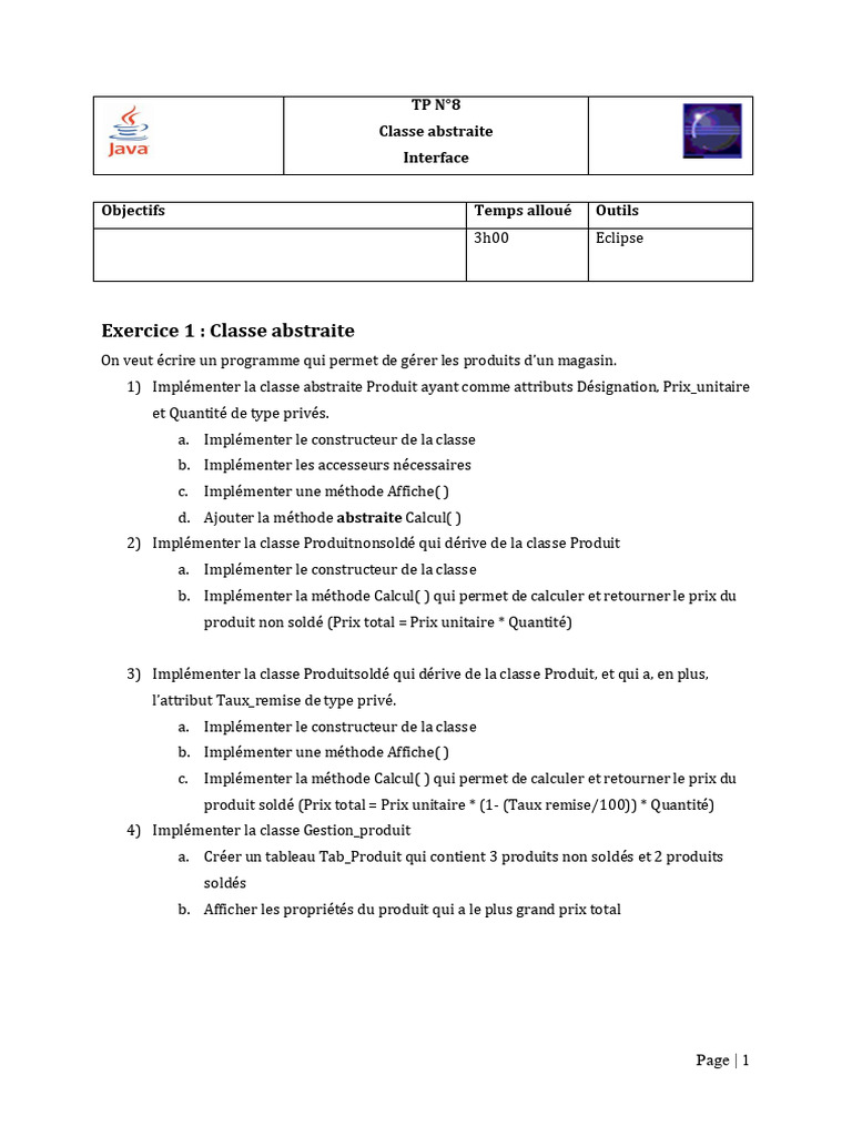 Exercice 1: Classe Abstraite | PDF