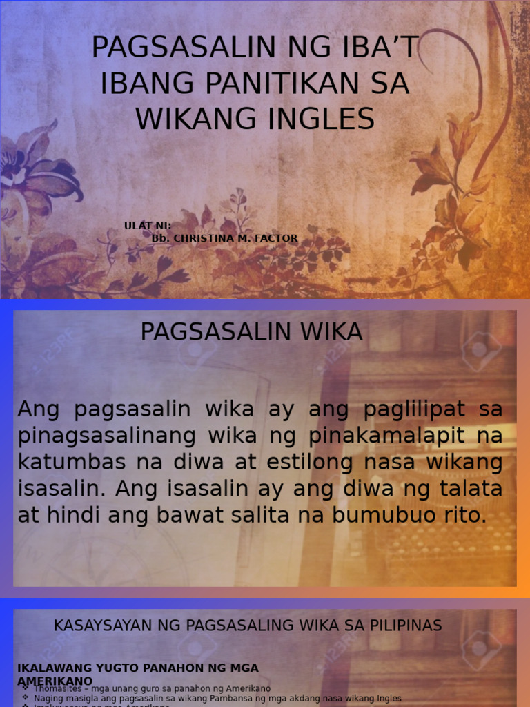 Pagsasalin Wika - Factor - PPT | PDF