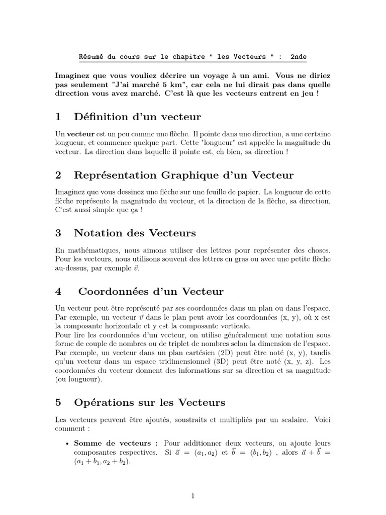 Résumé Cours Vecteurs | PDF