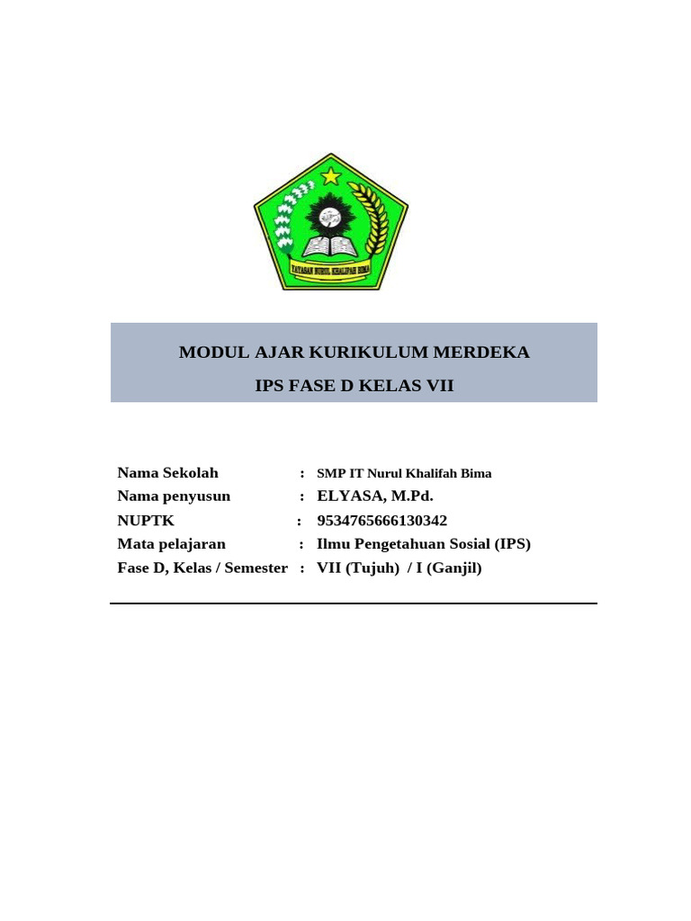 Modul Ajar IPS Kelas 7 Fase D Pert. 1-2 | PDF