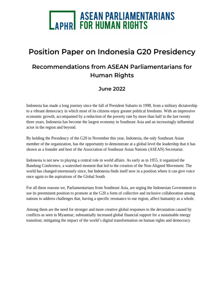 G20 Position Paper in English | PDF