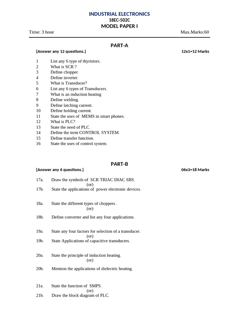 Ie Model Paper 1 | PDF