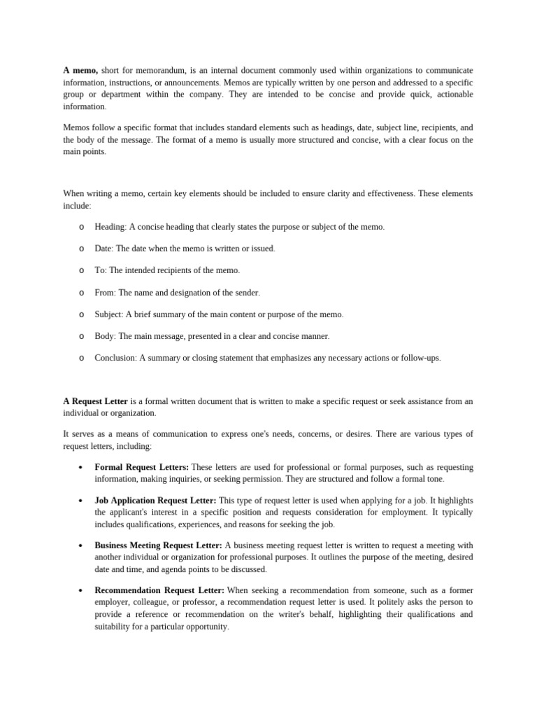 Memo and Request Letter | PDF