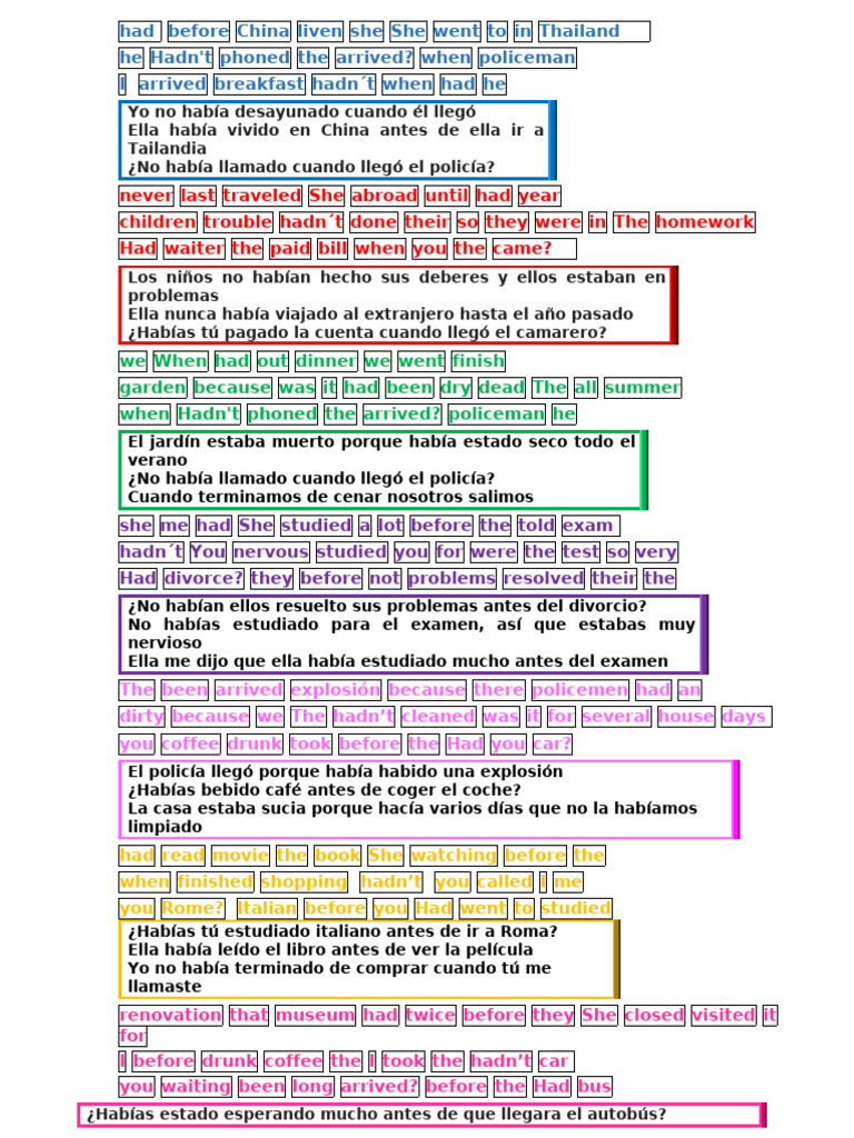 Actividad Past Perfect | PDF