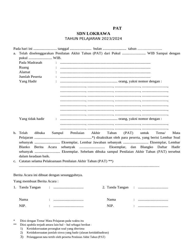 Berita Acara Pat | PDF