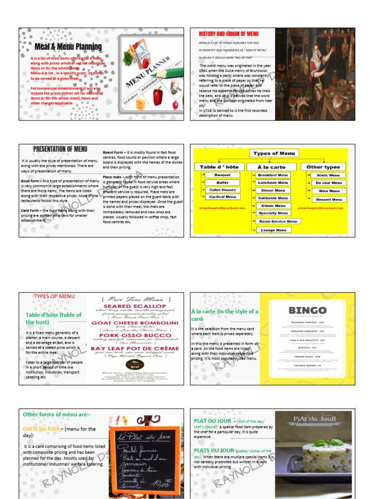 Menu Planning | PDF