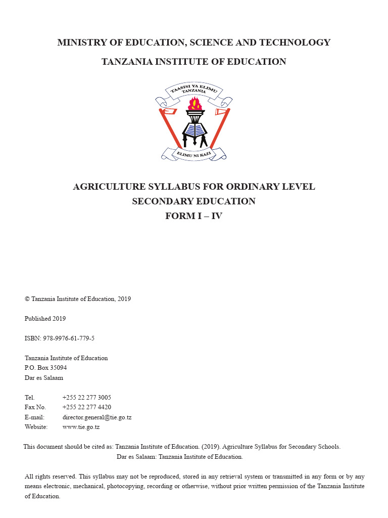 Syllabus - Agriculture - F1-F4 - 2019 | PDF