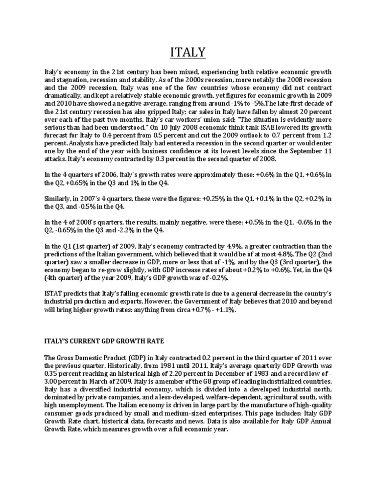 Italy's Economic Trends and Challenges | PDF | Euro | Exchange Rate