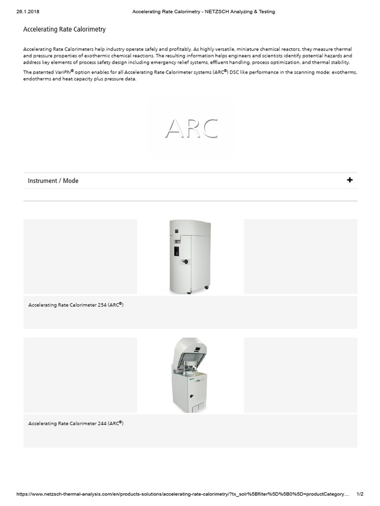 Accelerating Rate Calorimetry - NETZSCH Analyzing Testing | PDF