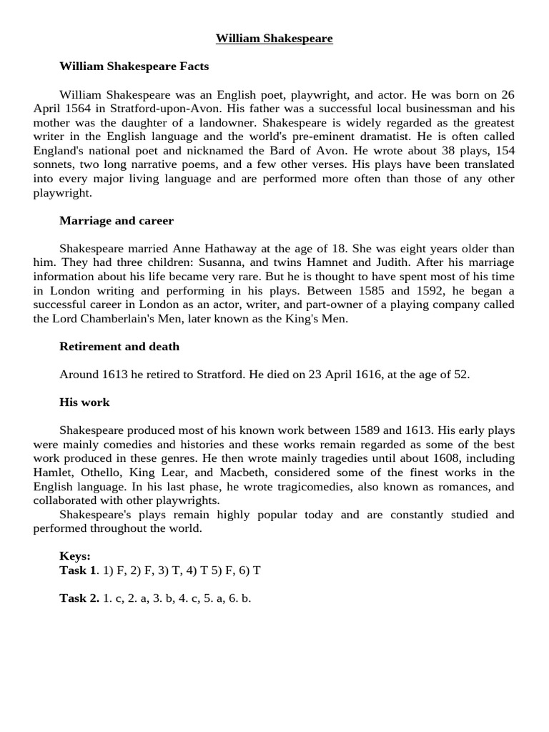 William Shakespeare LISTENING | PDF