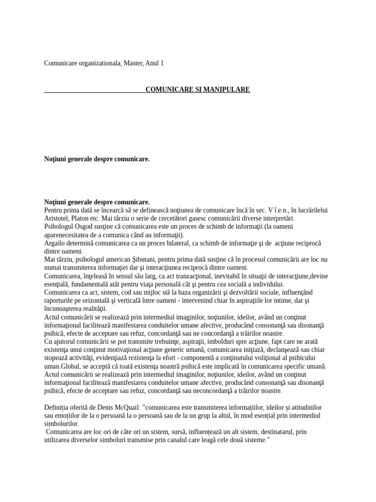 Comunicare Si Manipulare | PDF