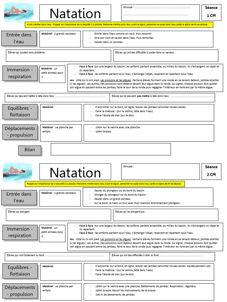 Natation Cycle 3 | PDF